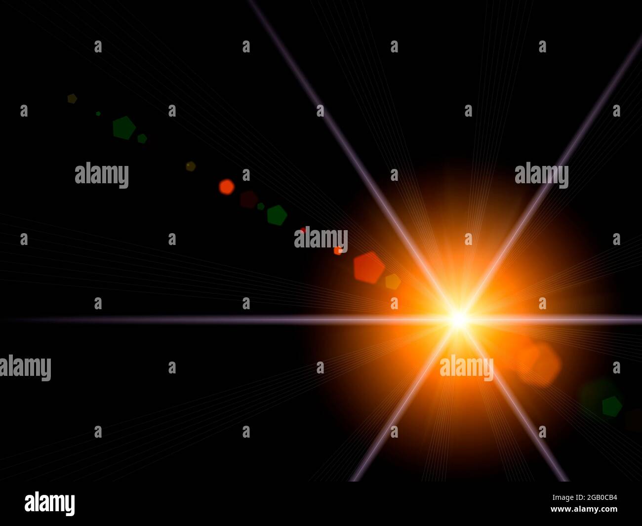 Optical lens flare on black background Stock Photo - Alamy