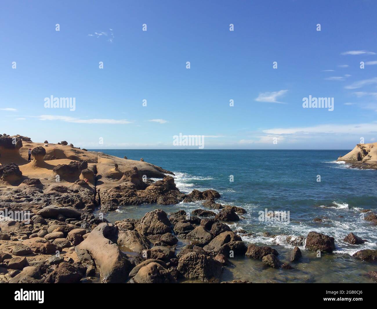 Natural rock landscape view of Yehliu Geopark Park in the northern ...
