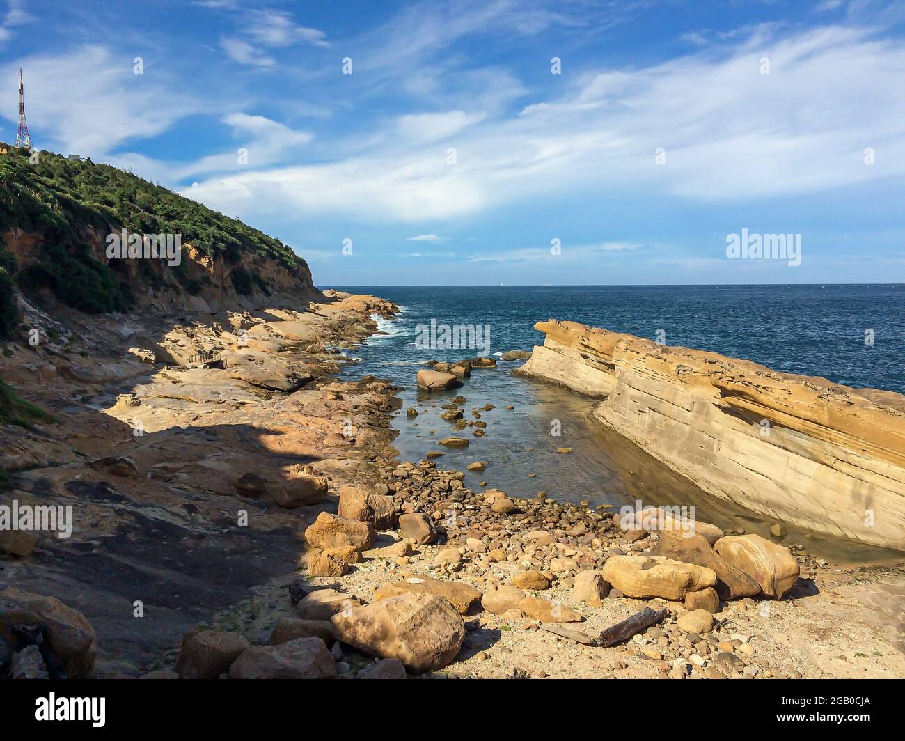 Natural rock landscape view of Yehliu Geopark Park in the northern ...