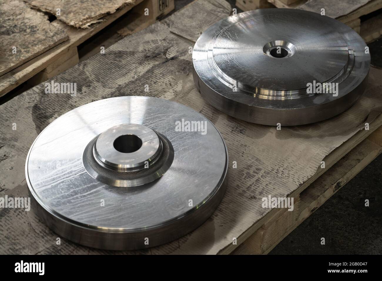 Steel products in metal processing plant or factory close up, metalwork ...