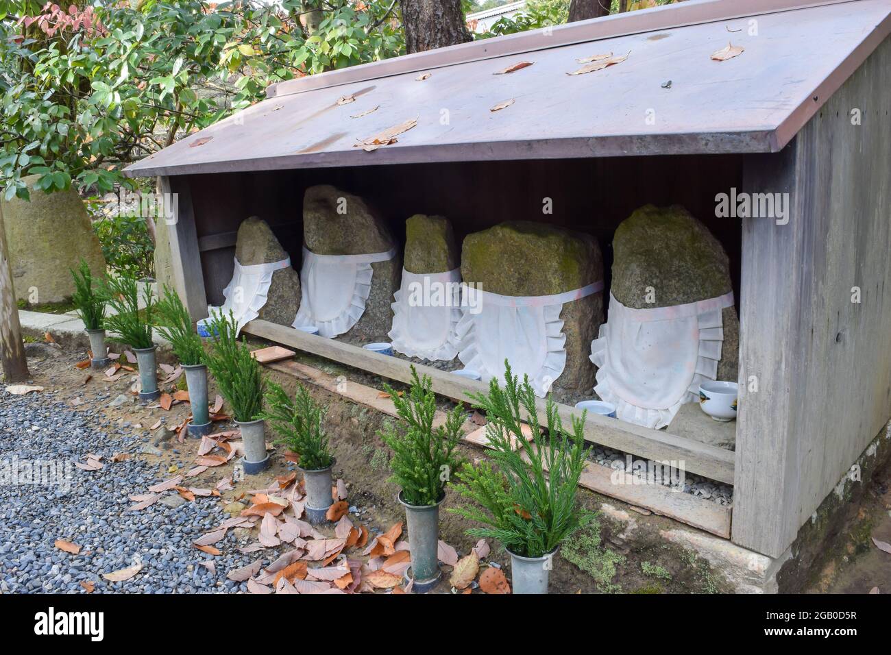 Kyoto, Japan - December 14, 2016: View of Jizo statues at Ryoanji ...