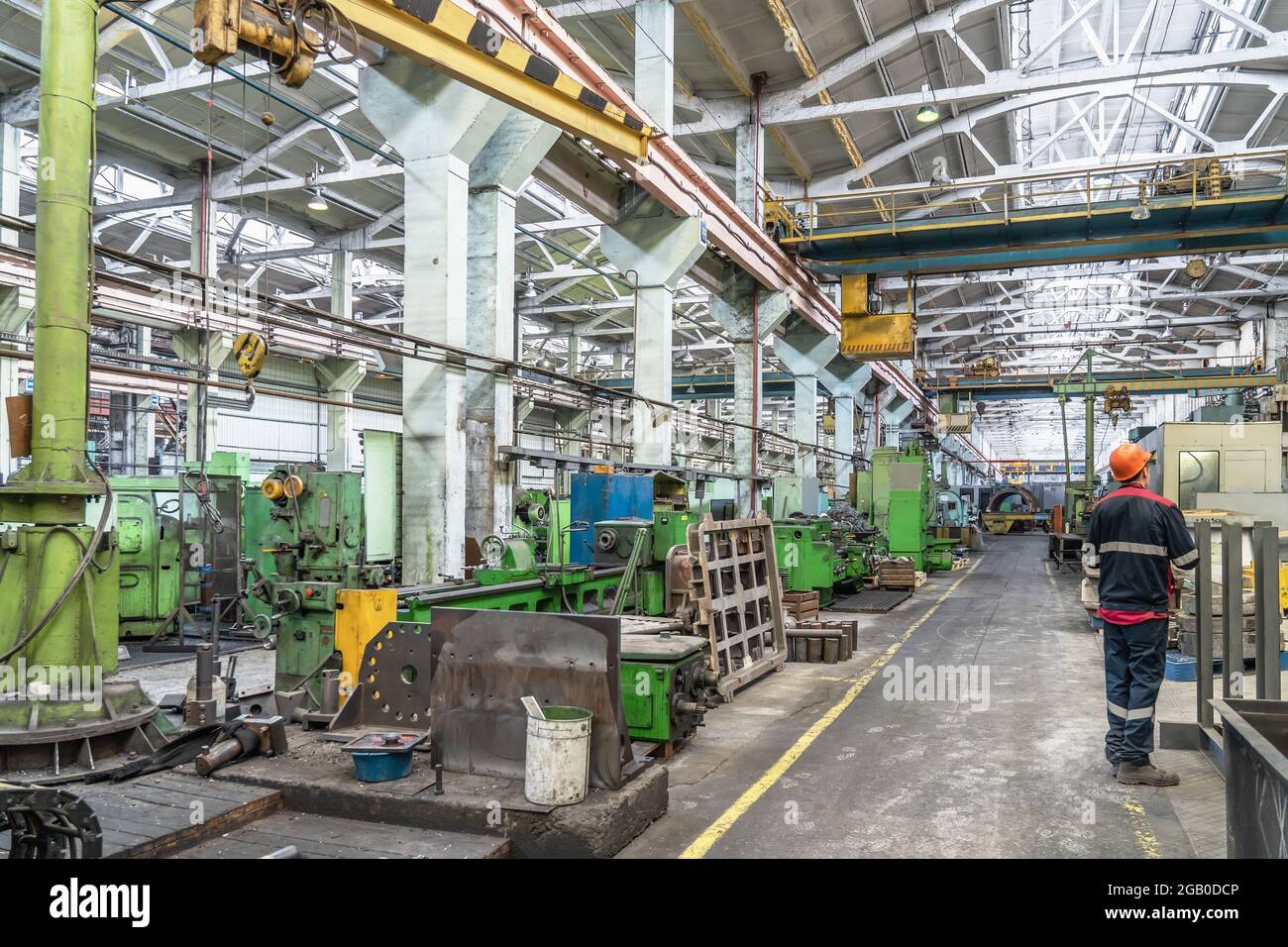 Metalwork factory with machines and lathes for processing metal ...