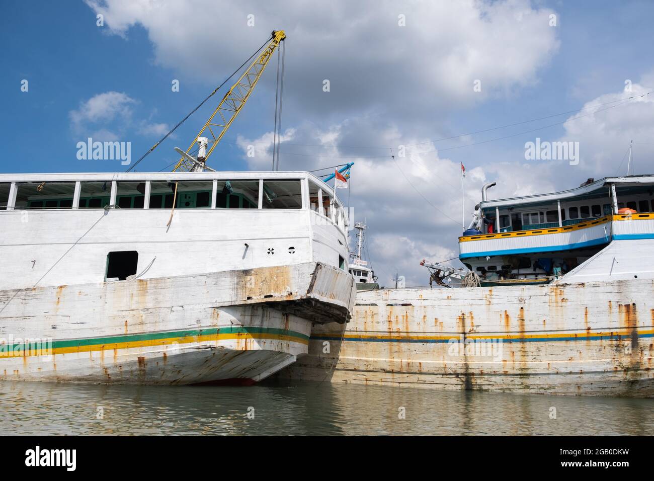 Jakarta, Indonesia - January 2, 2019: View of various ship above the ...