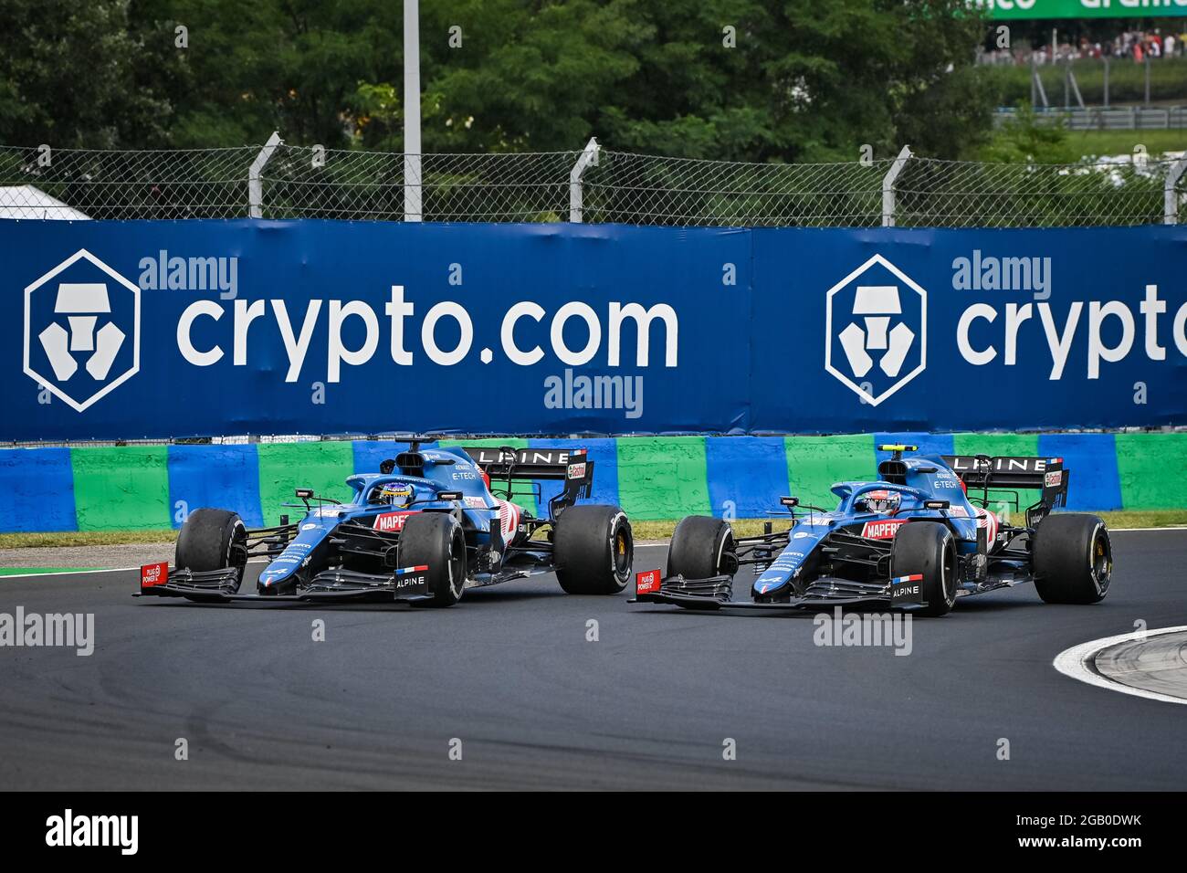 14 ALONSO Fernando (spa), Alpine F1 A521, 31 OCON Esteban (fra), Alpine F1 A521, action ...