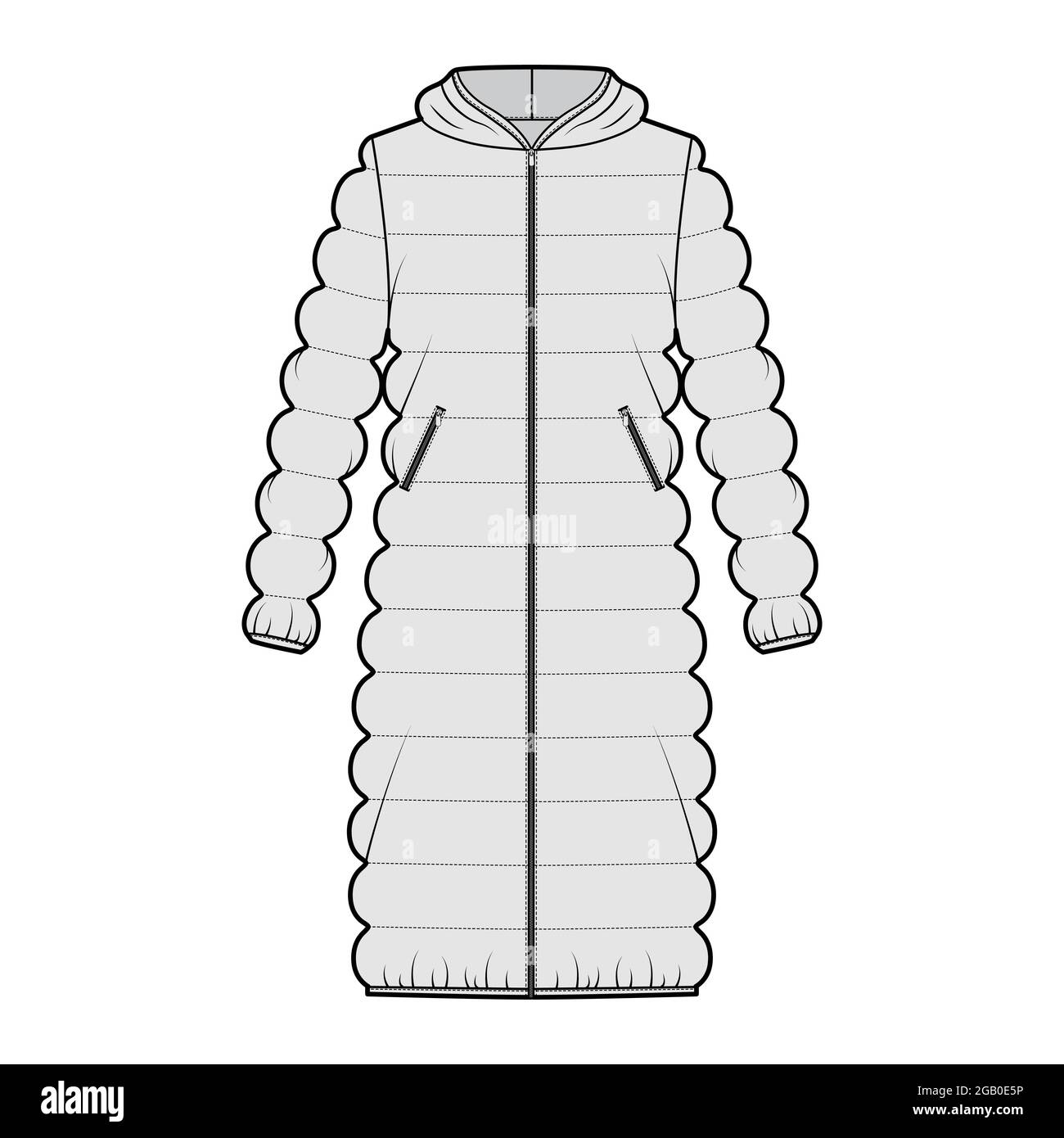 Hooded quilted shell down coat jacket puffer technical fashion ...