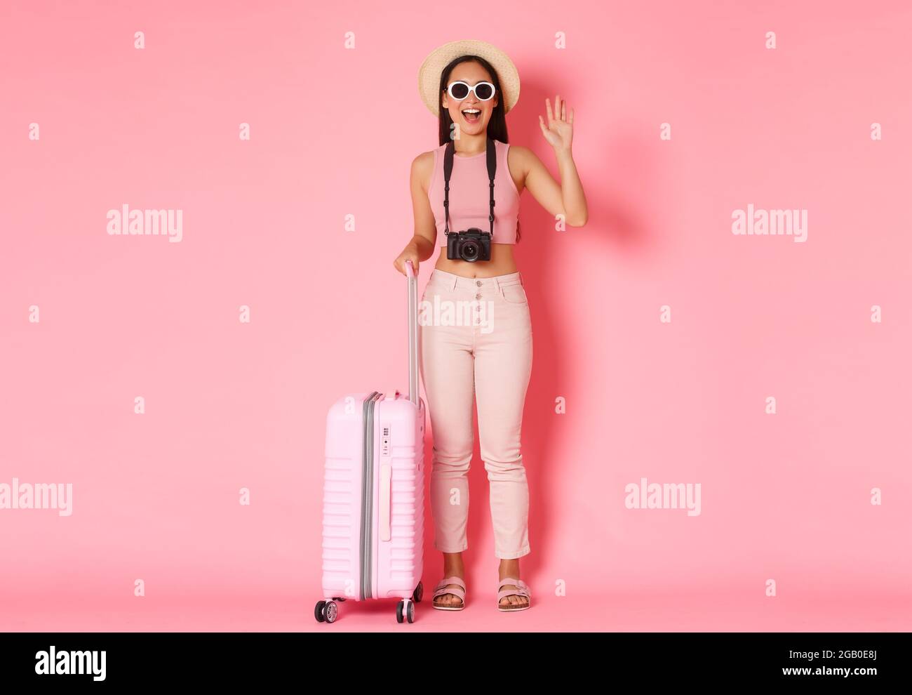Tourism, summer vacation, holidays abroad concept. Full length of ...