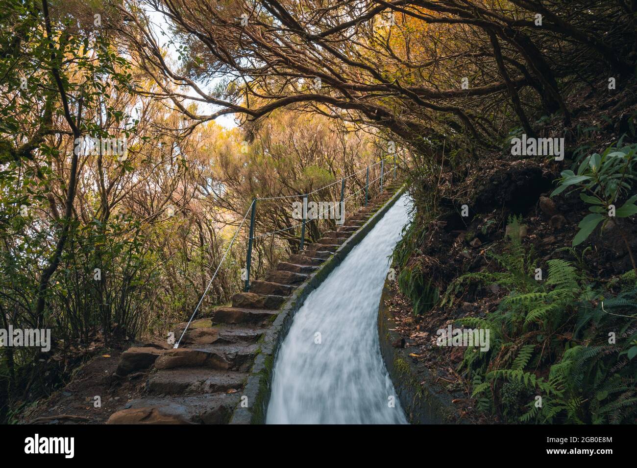 A Portuguese water channel system called Levada in Madeira Stock Photo ...