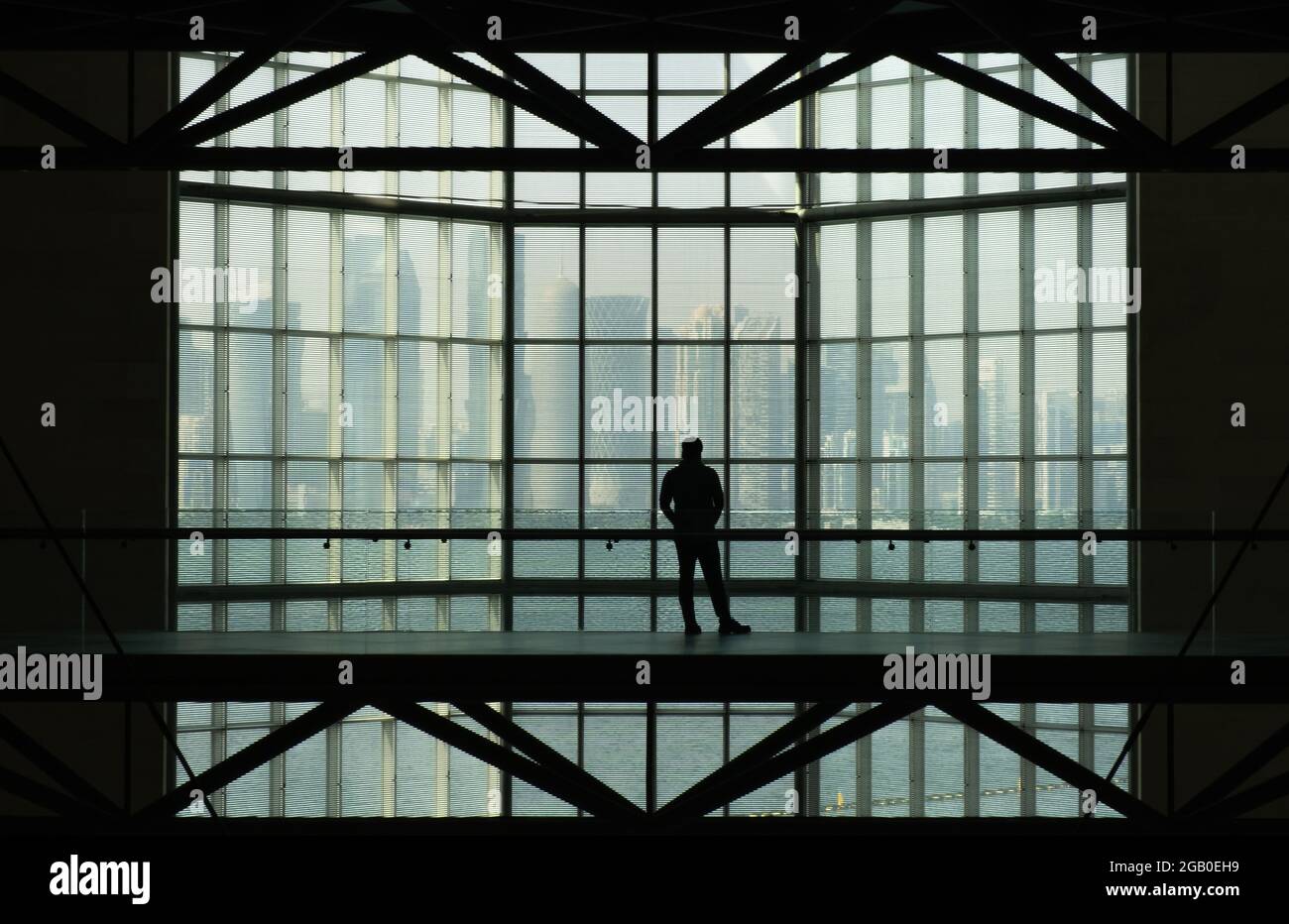 Doha, Qatar - October 13, 2019: The cityscape shadow view through the ...