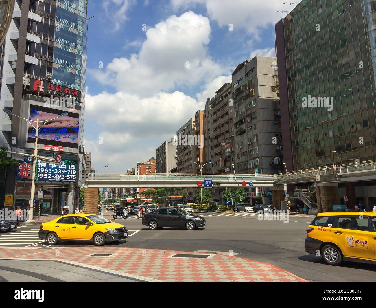 Taipei, Taiwan - July 7, 2015: View of road traffic in the capital city ...