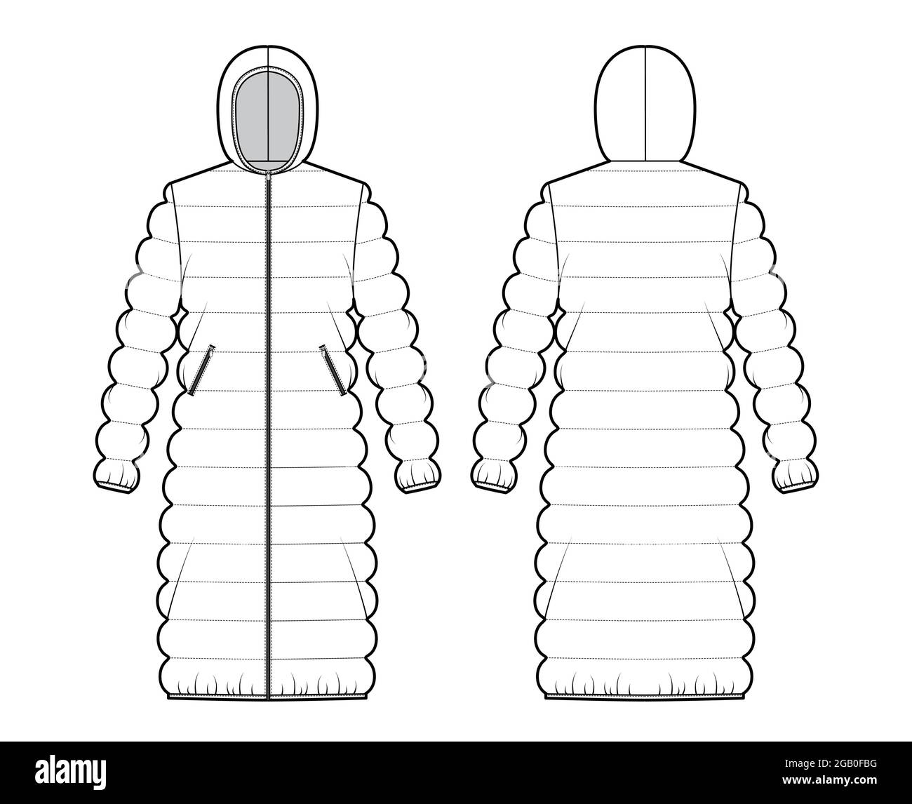 Hooded quilted shell down coat jacket puffer technical fashion ...