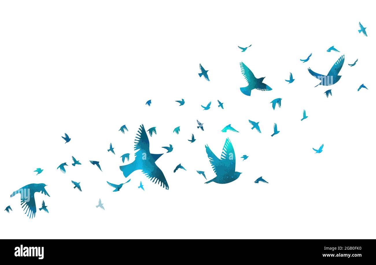 Vector colorful background of a birds' flock Stock Vector Image & Art ...