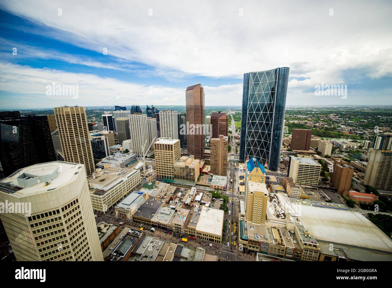 Downtown Calgary Skyline wide angle view with Towers Stock Photo - Alamy