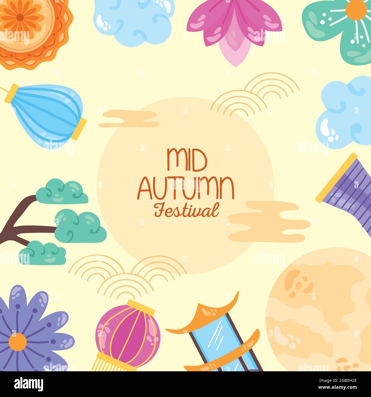 mid autumn festival frame with moon Stock Vector Image & Art - Alamy