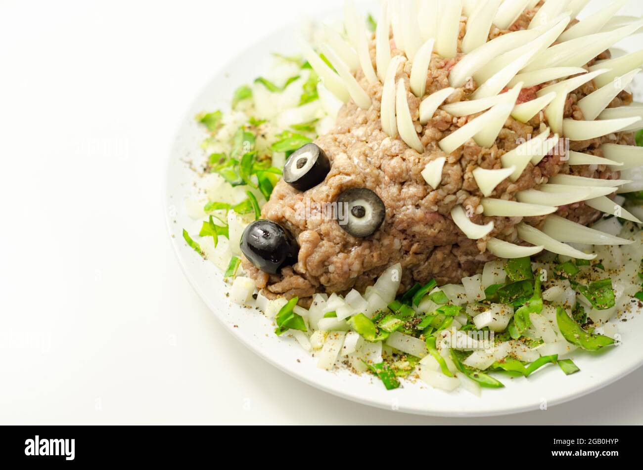 Traditional German dish called Mettigel, Mett served as a Mett hedgehog ...