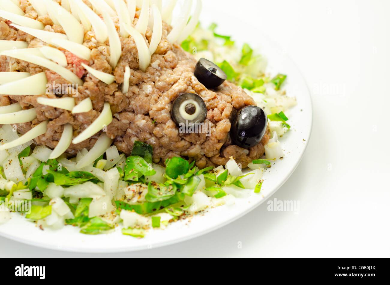 Traditional German dish called Mettigel, Mett served as a Mett hedgehog ...