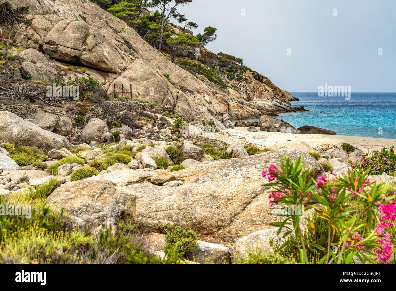 Granite rocks in the Cala Maestra in the isle of Montecristo, in the ...