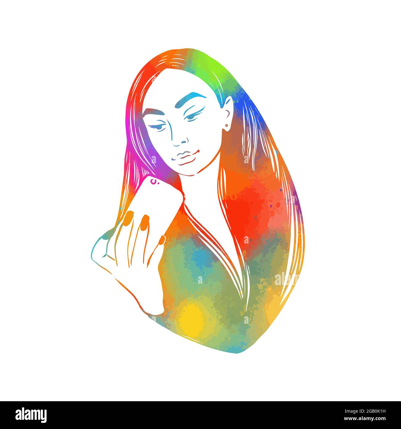 A Girl Takes A Selfie Vector Stock Vector Image And Art Alamy