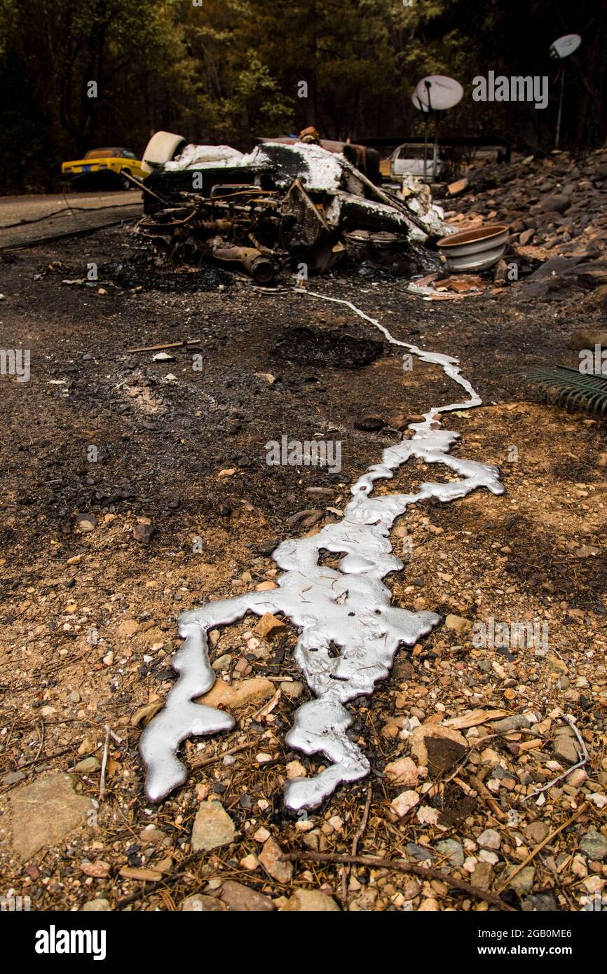 United States. 31st July, 2021. Aftermath of the Dixie fire after it ...