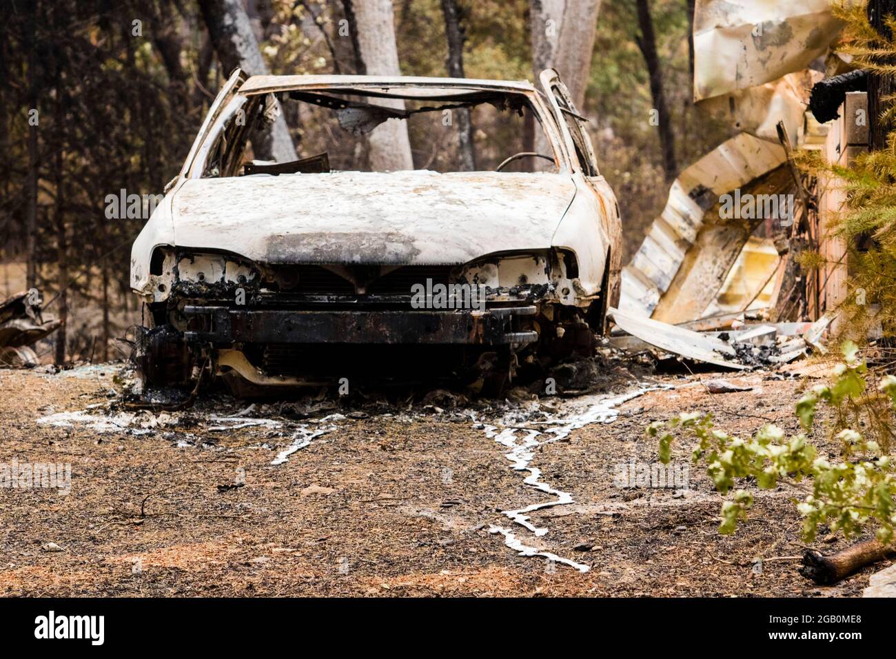 United States. 31st July, 2021. Aftermath of the Dixie fire after it ...