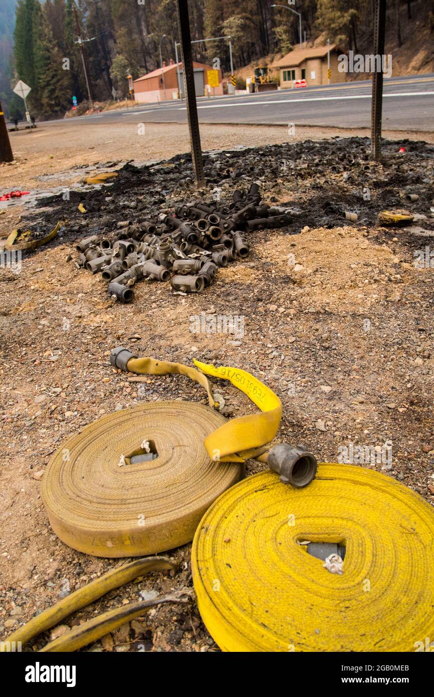United States. 31st July, 2021. Aftermath of the Dixie fire after it ...