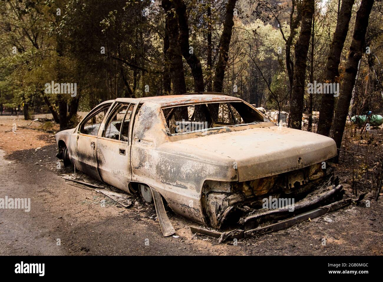 United States. 31st July, 2021. Aftermath of the Dixie fire after it ...
