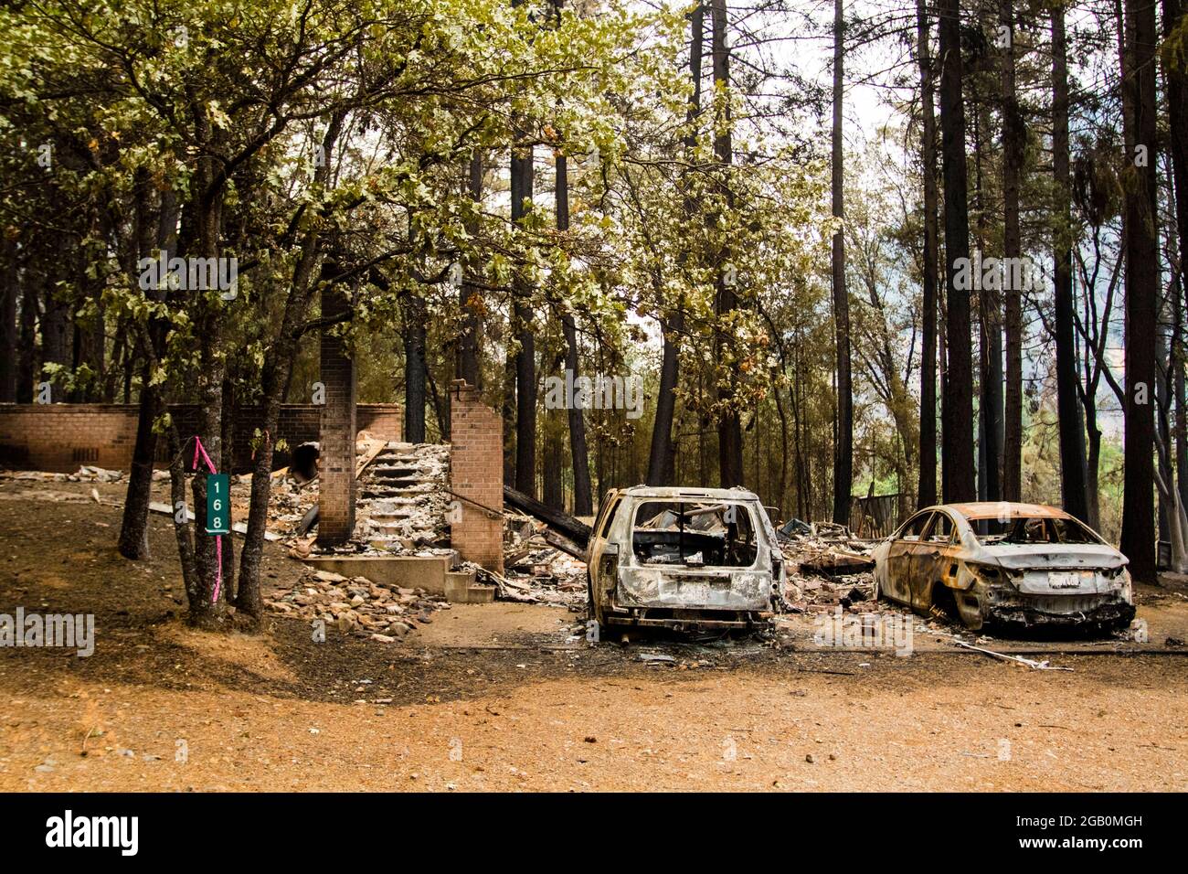 United States. 31st July, 2021. Aftermath of the Dixie fire after it ...