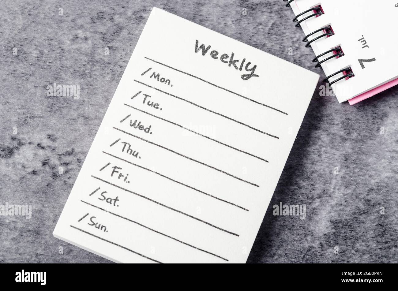 Blank weekly list for your text or message Stock Photo - Alamy
