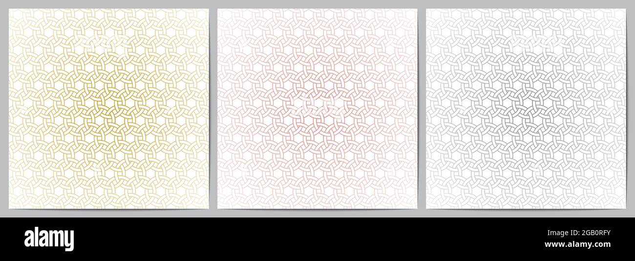 Set of abstract geometric pattern with circle overlapping on white ...
