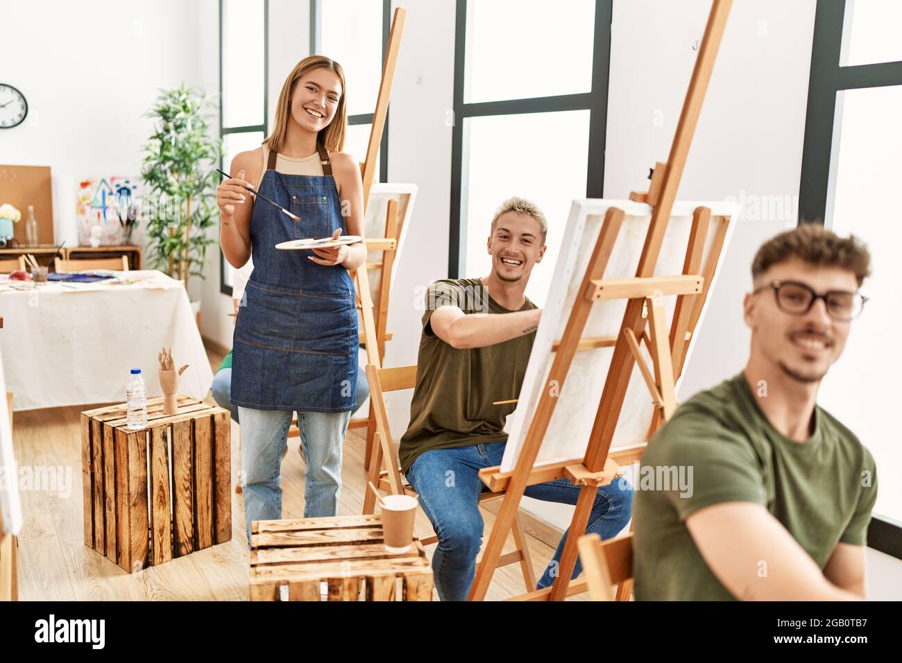 Group of people drawing at art studio Stock Photo - Alamy