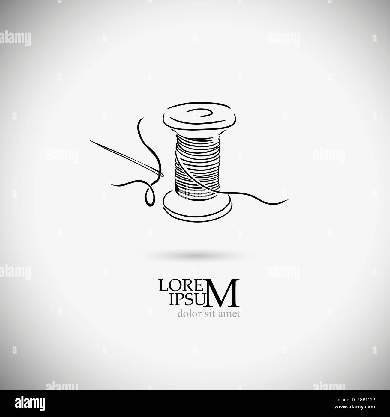 Spool with threads and sewing button. Doodle style Stock Vector Image ...