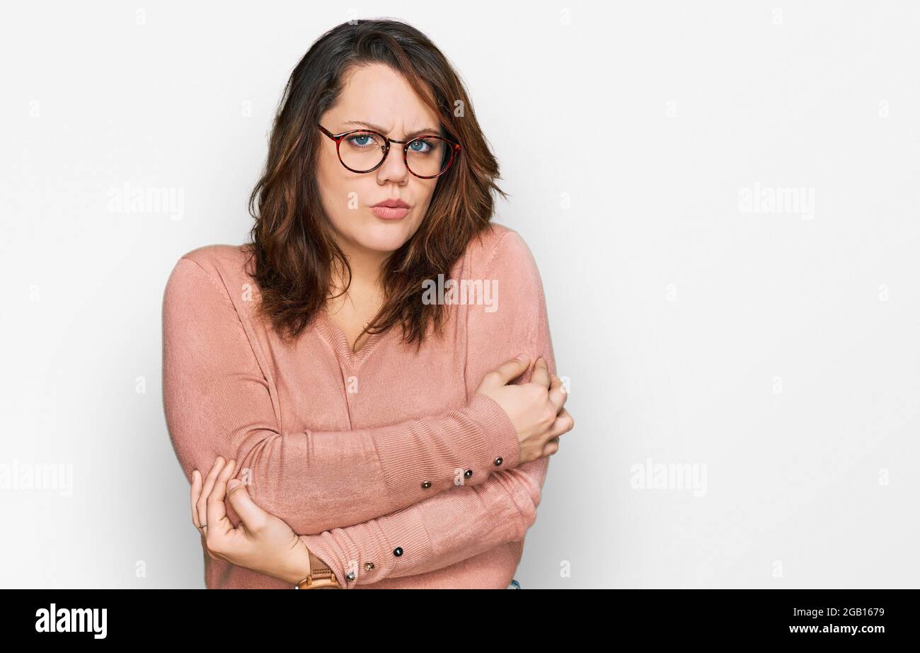 Young sad nerd woman shaking hi-res stock photography and images - Alamy