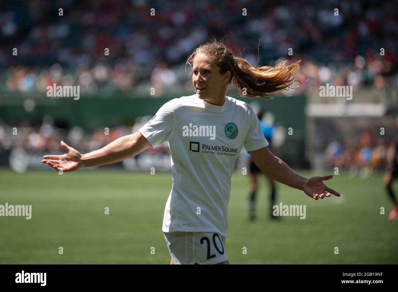 Mallory Weber (20 Kansas City) disagreeing with a call during the ...