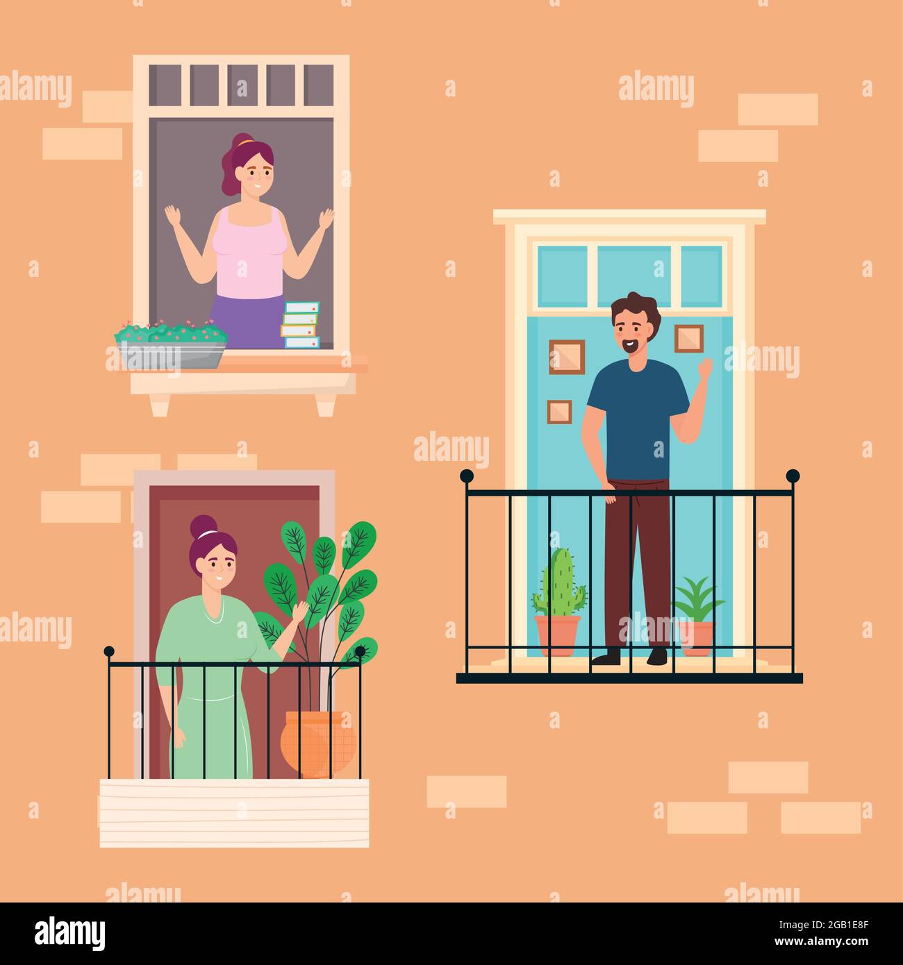 Building architecture balconies windows Stock Vector Images - Alamy