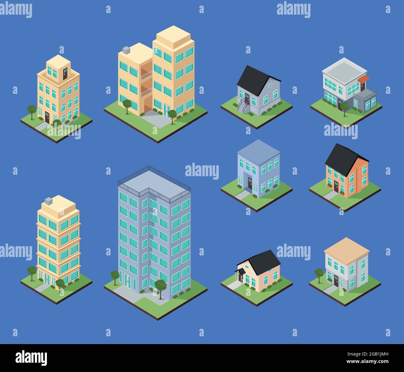 isometric houses and apartments Stock Vector Image & Art - Alamy