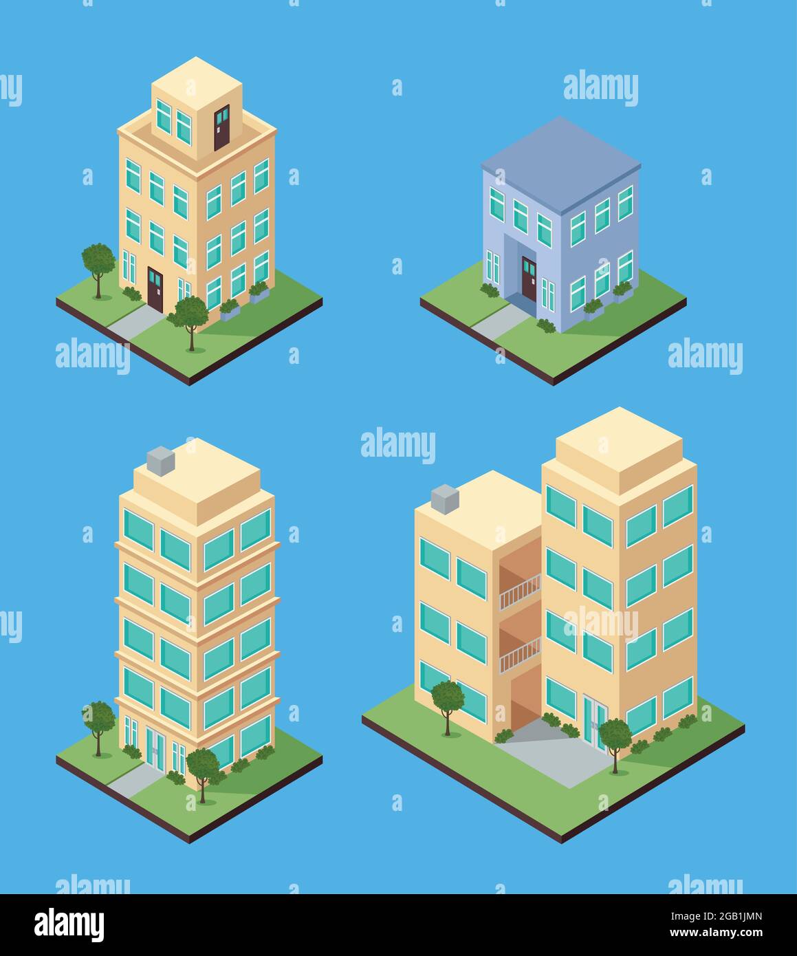 isometric city buildings Stock Vector Image & Art - Alamy
