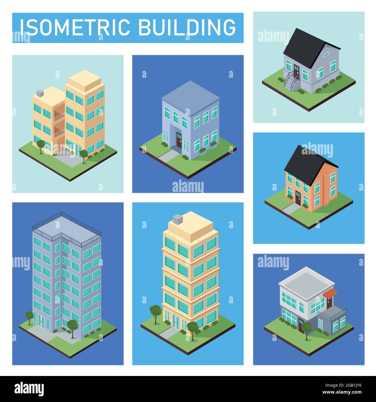 bundle of isometric buildings Stock Vector Image & Art - Alamy