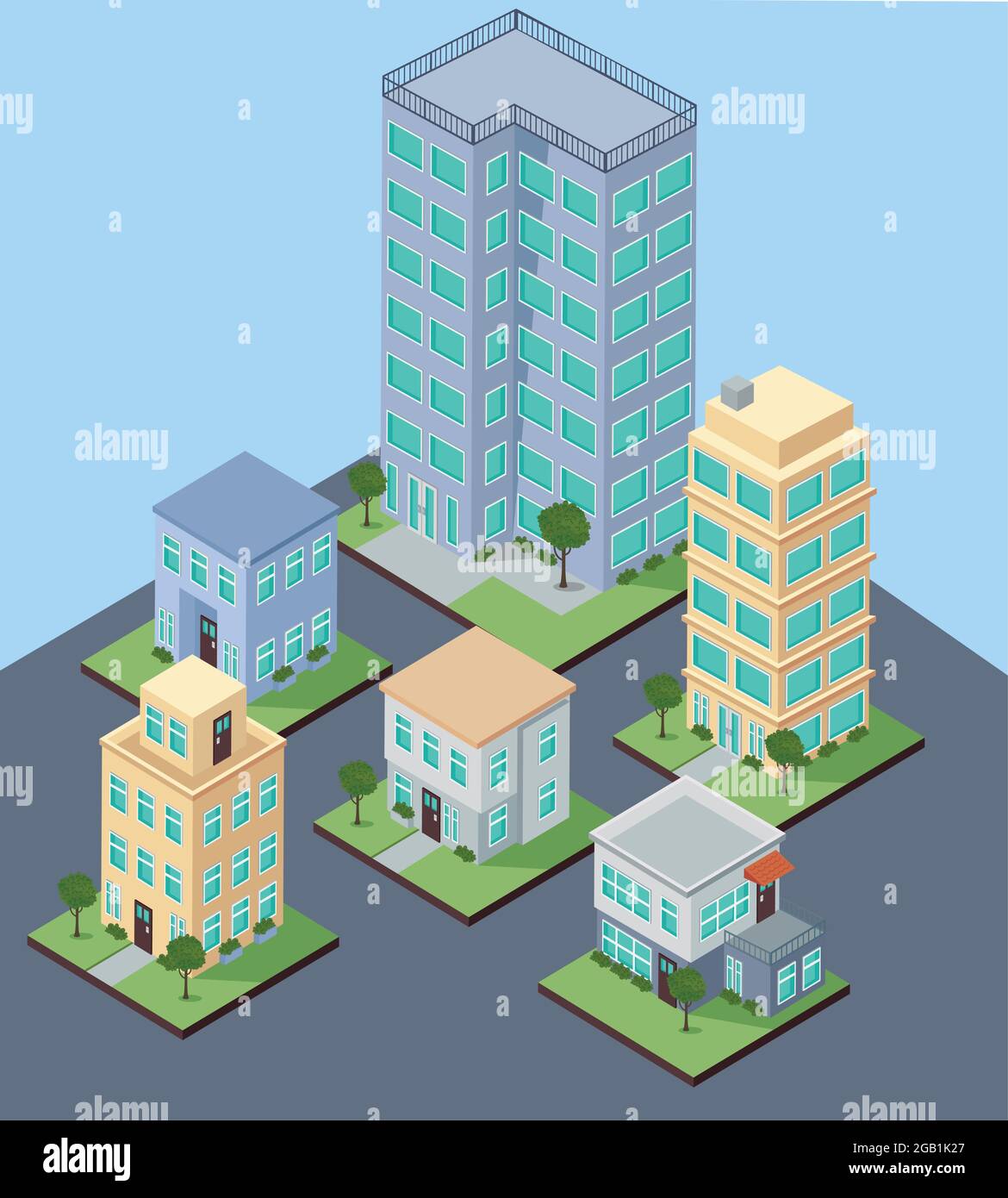 isometric city buildings Stock Vector Image & Art - Alamy
