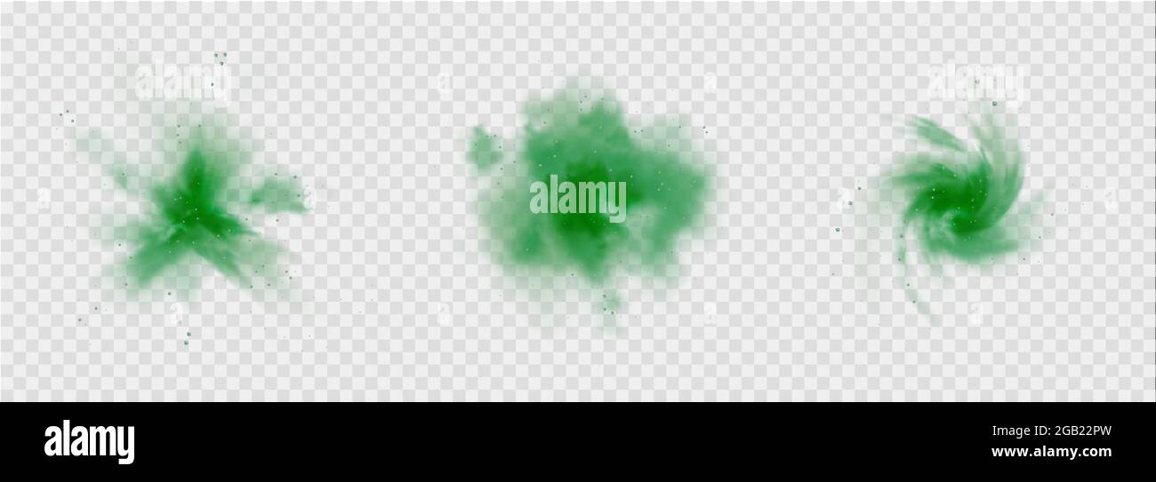 Green fog or smoke. Green dust with particles. Smoke or dust isolated ...