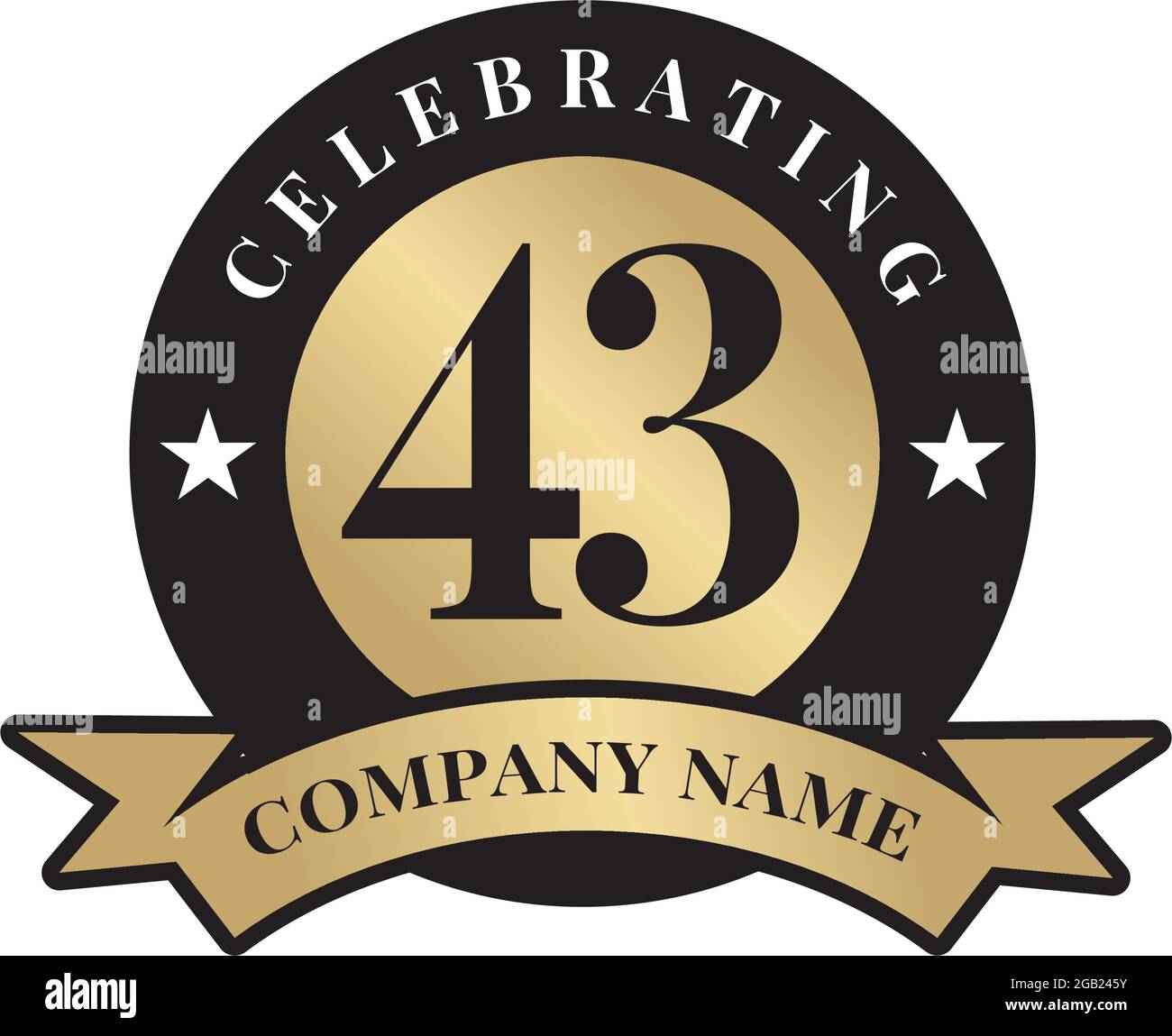 43th year anniversary logo design vector template Stock Vector Image ...