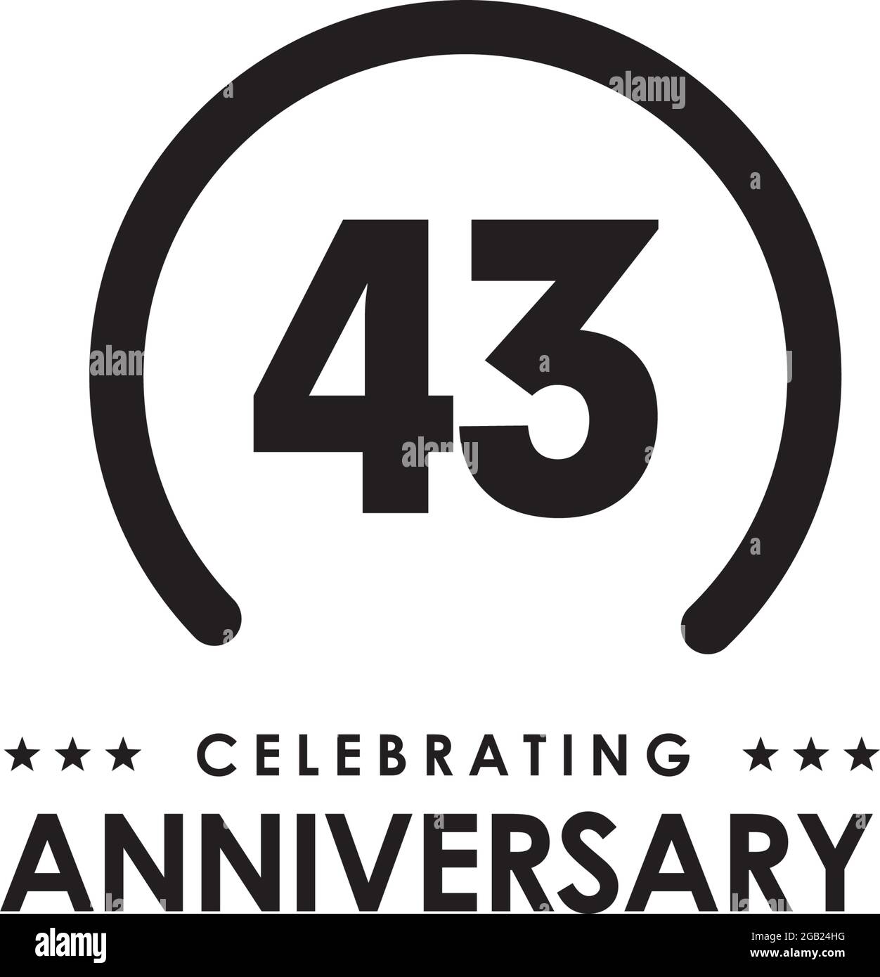 43th year anniversary logo design vector template Stock Vector Image ...