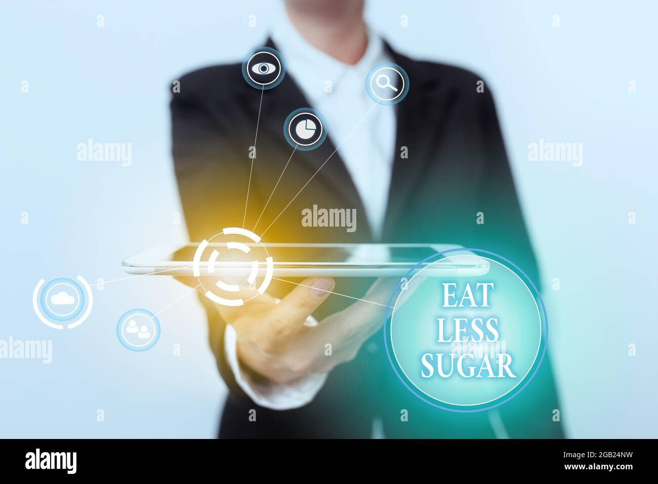 Text sign showing Eat Less Sugar. Word Written on reducing sugar intake ...