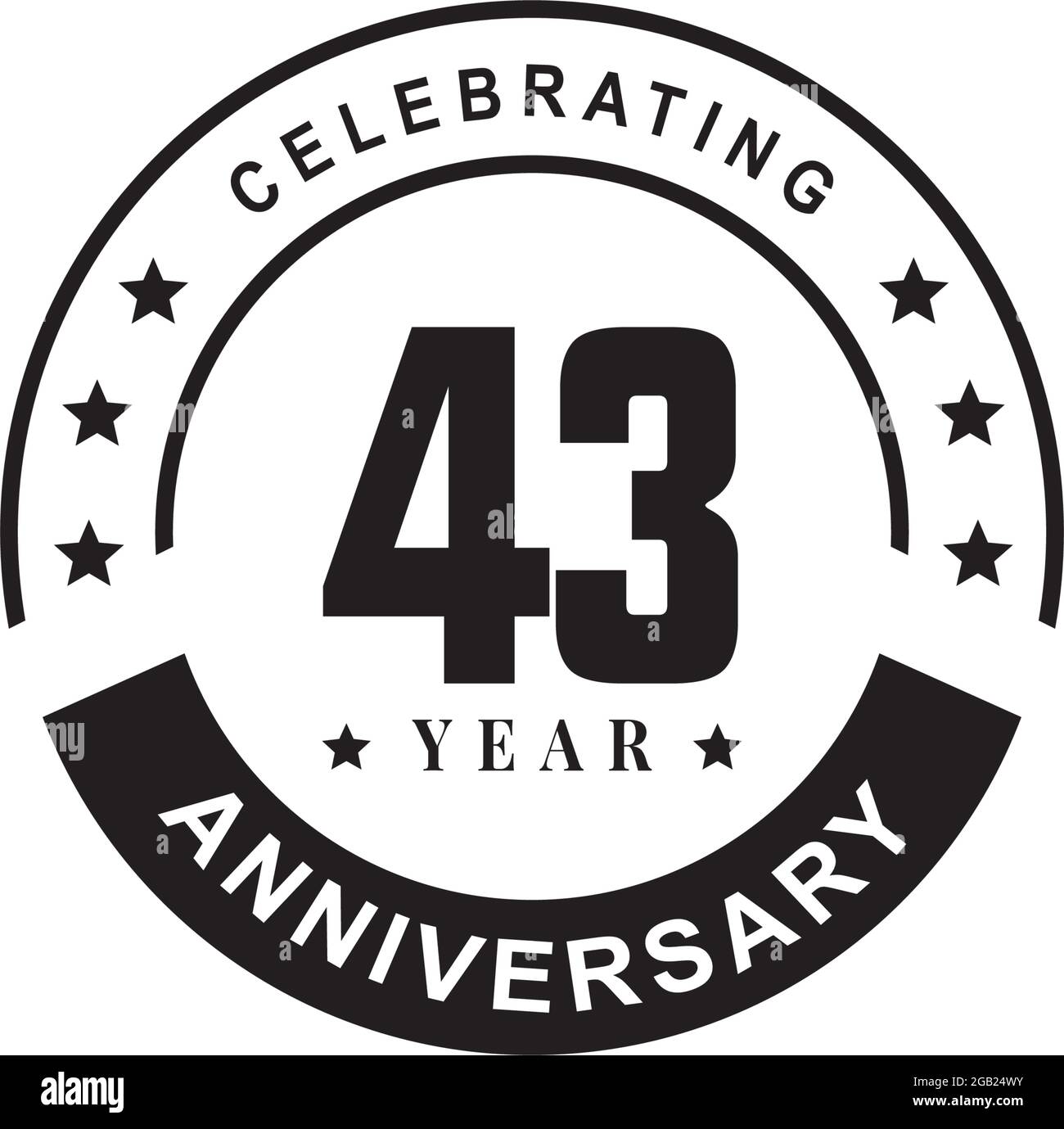 43th year anniversary logo design vector template Stock Vector Image ...