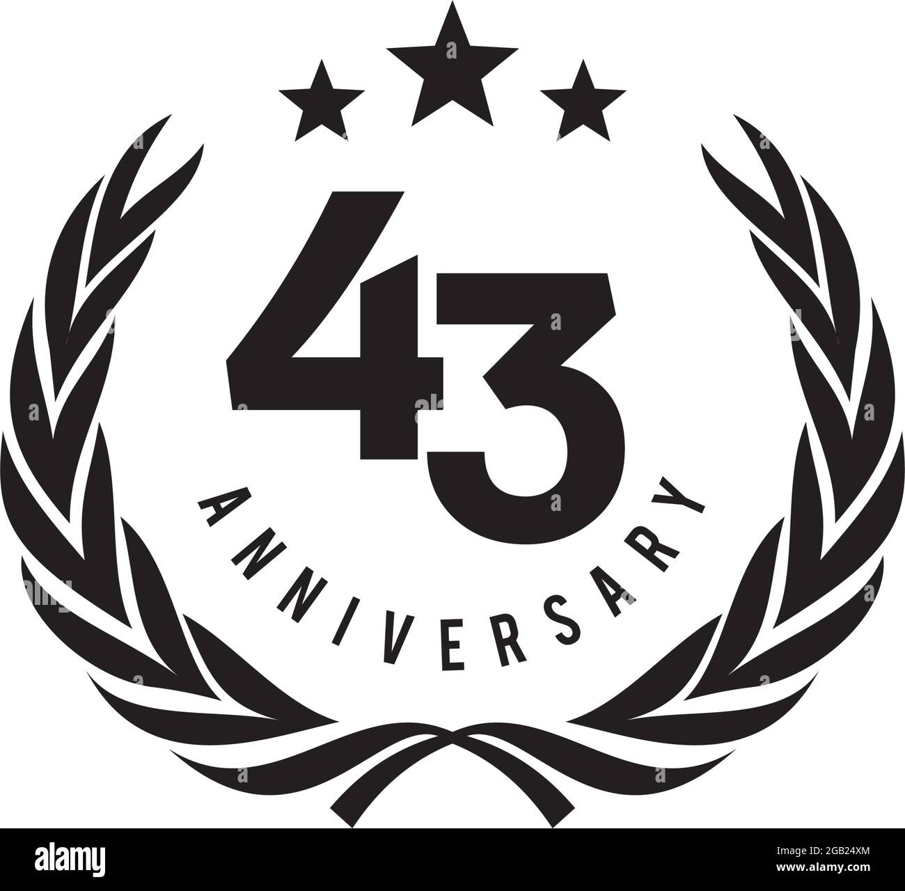 43th year anniversary logo design vector template Stock Vector Image ...