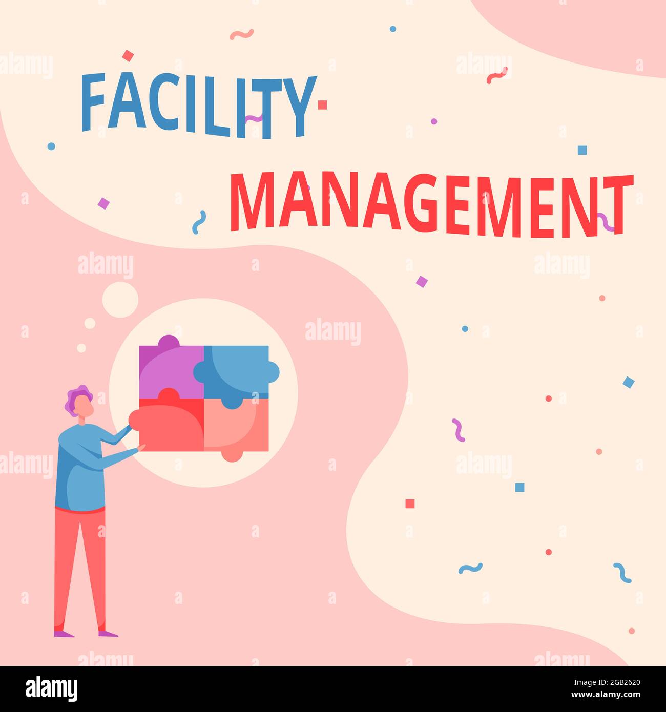Hand writing sign Facility Management. Concept meaning maintenance of ...