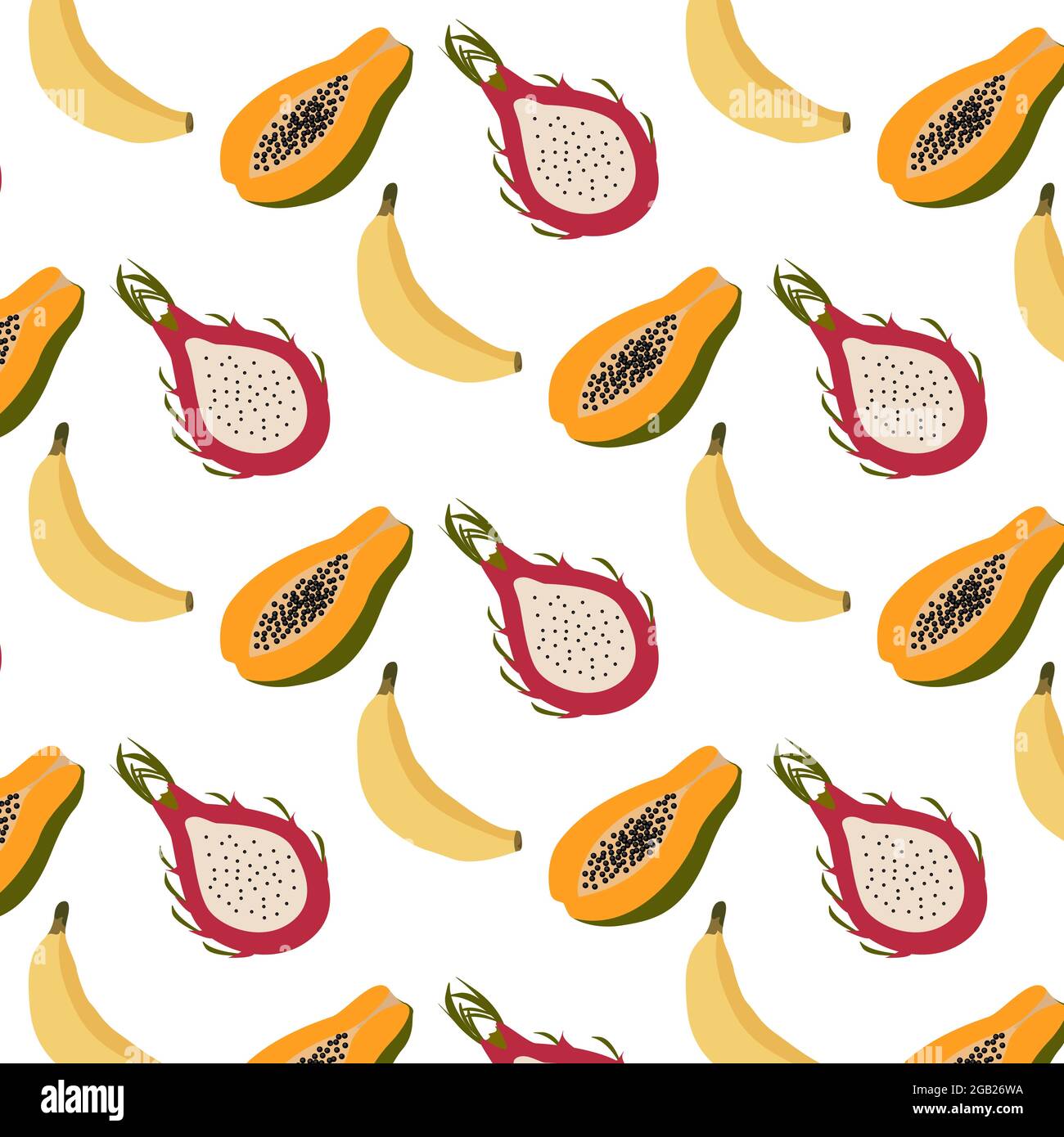 fruit pattern banana dragon fruit papaya Stock Vector Image & Art - Alamy
