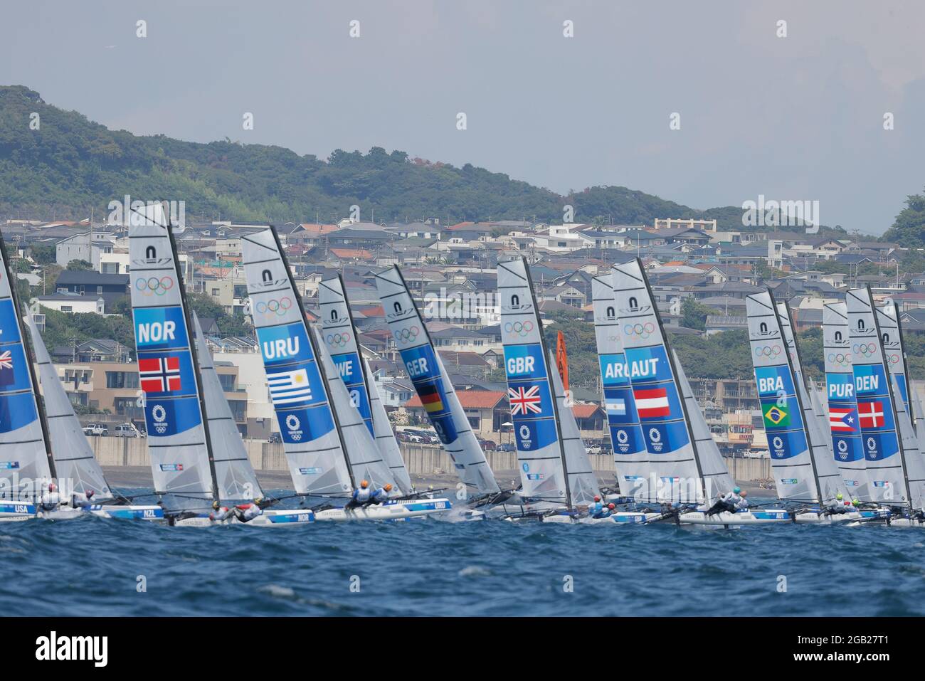 Kanagawa, Japan. 1st Aug, 2021. General voew of the start Sailing ...