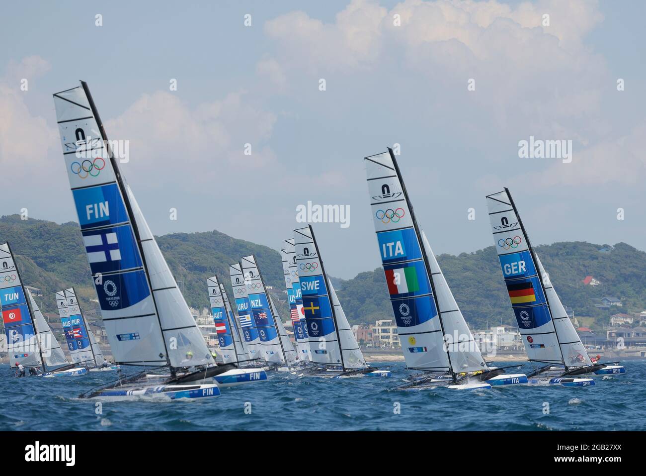 Kanagawa, Japan. 1st Aug, 2021. General voew of the start Sailing ...