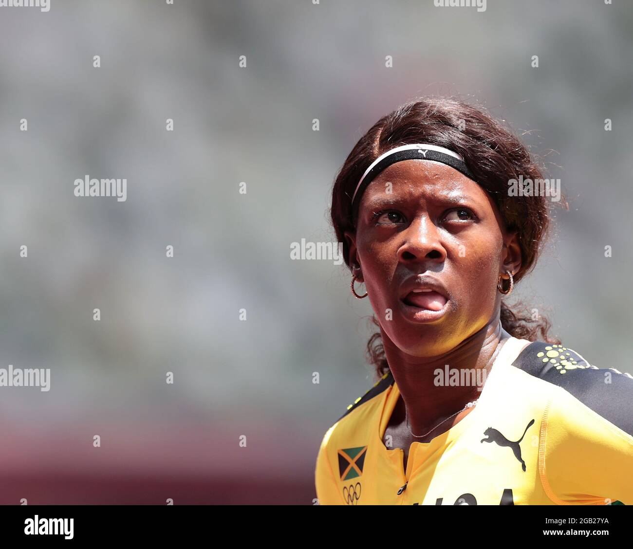 Tokyo, Japan. 2nd Aug, 2021. Shericka Jackson of Jamaica reacts during ...