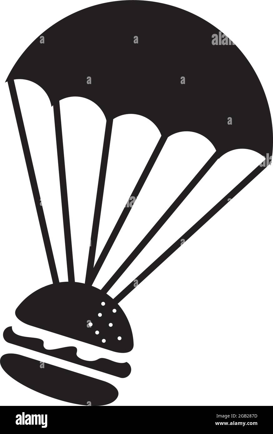 Flying burger with using air balloon logo design template Stock Vector ...