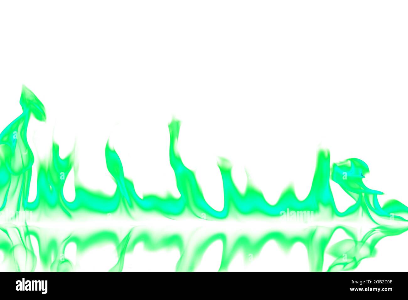 Green fire flames isolated on white background Stock Photo - Alamy